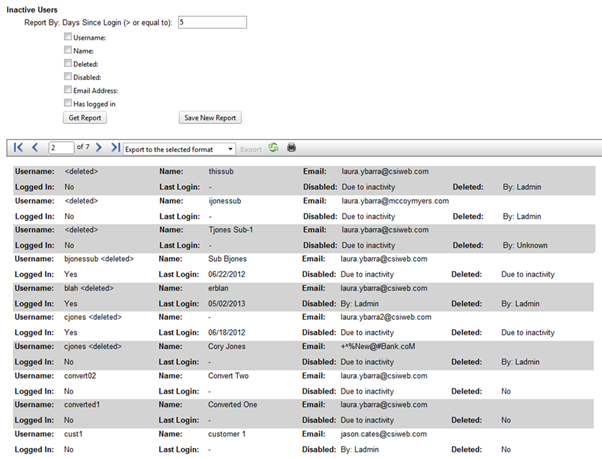 Inactive Users report